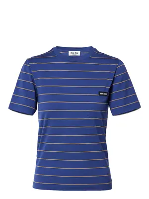 Miu Miu Miu Miu Striped Cotton Jersey T-shirt Multicoloured