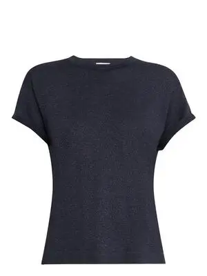Brunello Cucinelli Brunello Cucinelli Metallic Cashmere-Silk T-Shirt Blu Freddo
