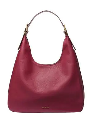 Michael Kors Nolita Large Pebbled Leather Hobo Shoulder Bag - Mulberry