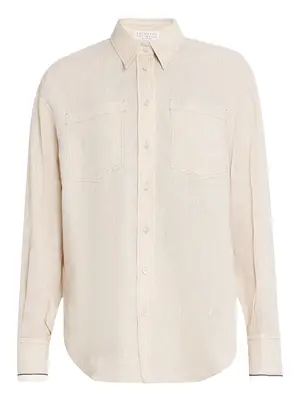 BRUNELLO CUCINELLI Brunello Cucinelli Monili-Cuff Linen Gauze Top