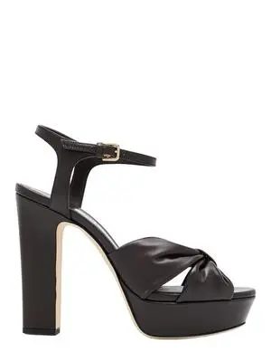 JIMMY CHOO Jimmy Choo Heloise Leather Platform Sandals Coffee