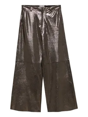 FORTE_FORTE Texture Leather Trousers - Gold