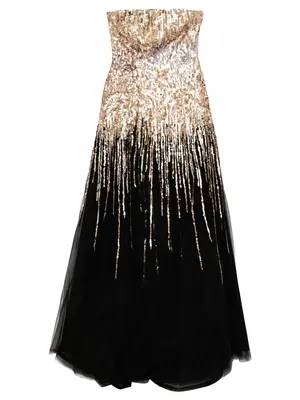 SAIID KOBEISY Strapless Embroidered Gown - Black