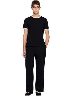 Sandro Two-tone Patch T-shirt - Black