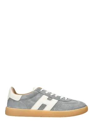 Hogan Logo-patch Suede Low-top Trainers - Pale Blue