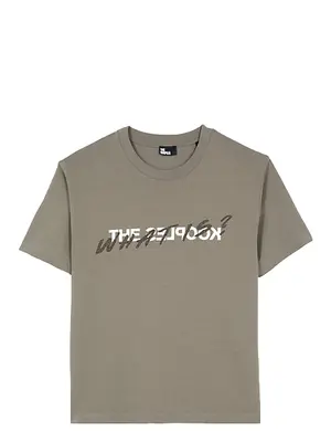 The Kooples Brand-print Cotton-jersey T-shirt - Olive Kaki