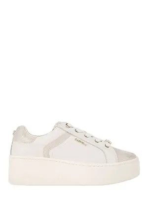 Carvela Perenne Branded Low-top Leather Trainers - Cream Comb