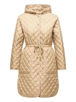 Moncler Etelan Hooded Diamond-quilted Long Down Jacket - Beige