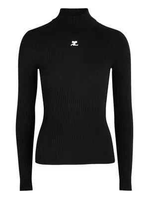 COURREGES Reedition Logo Ribbed-knit Jumper - Black