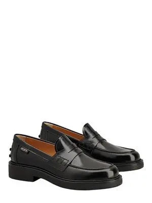TOD'S Leather Loafer Flats - Black
