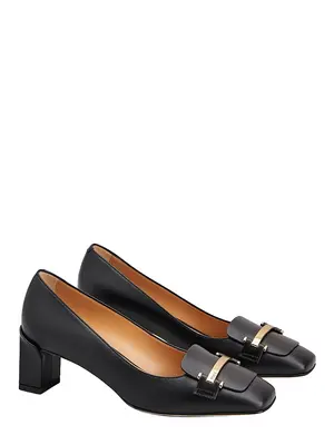 TOD'S Leather Loafer Pumps - Black