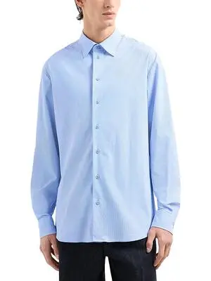 Emporio Armani Regular Fit Micro Polka Dot Sport Shirt - Sky Blue/white