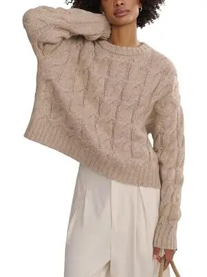 Jenni Kayne Serena Cable Knit Crewneck Sweater - Oatmeal
