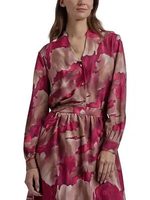 Misook Watercolor Print Blouse - Pink