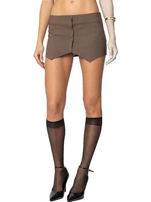 EDIKTED Ellis Buttoned Up Mini Skort - Brown