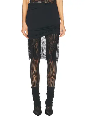Attico Midi Skirt With Lace Hem - Black