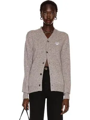 Play Comme Des Garcon Heart Cardigan - Grey