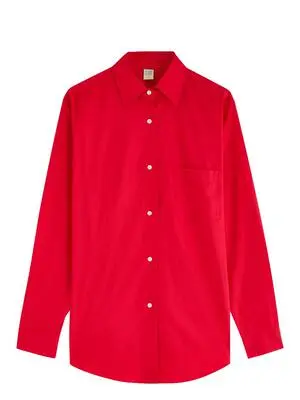 FLORE FLORE Zoë Cotton-poplin Shirt - Red