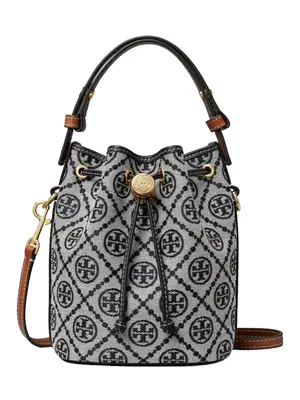 Tory Burch Mini T Monogram Bucket Bag - Blue