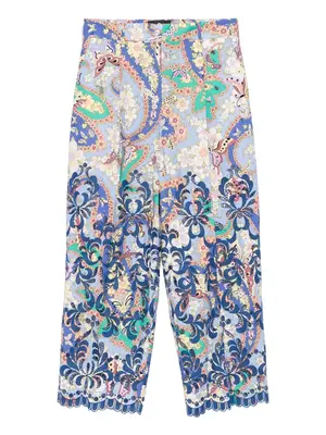 Etro Floral-print Trousers - Blue