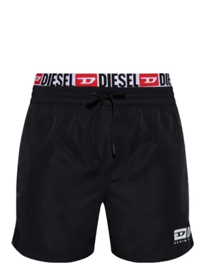 DIESEL Logo-print Swim Shorts - Black