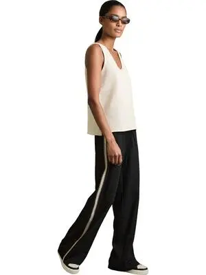 REISS Inaya Wide-leg Embroidered Trousers - Black