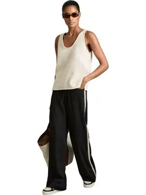 REISS Inaya Wide-leg Embroidered Trousers - Black