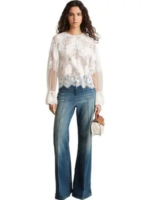 REISS Emilia Lace Blouse - Ivory