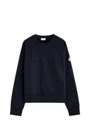 Moncler Logo-embroidered Cotton Sweatshirt - Navy