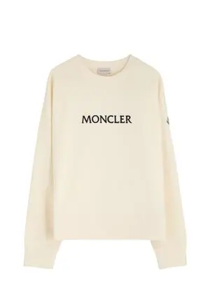 Moncler Logo-embroidered Cotton Sweatshirt - Off White
