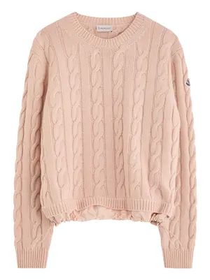 Moncler Cable-knit Wool-blend Jumper - Pink Light