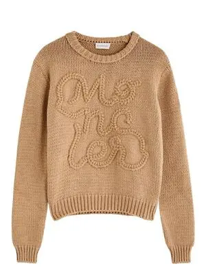 Moncler Logo-embroidered Cotton Jumper - Beige