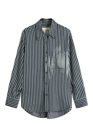Closed Oversized Striped Shirt - Dark Night