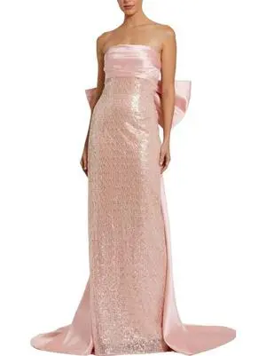 Mac Duggal Strapless Embellished Gown With Bow - Blush