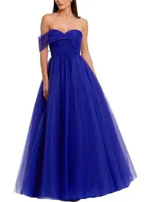 Mac Duggal Strapless Bustier Ball Gown - Cobalt