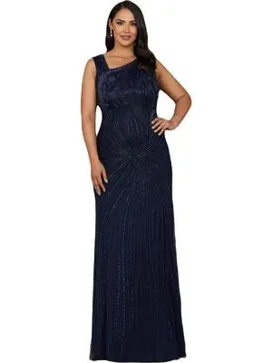 LARA NEW YORK Asymmetrical Gown - Navy