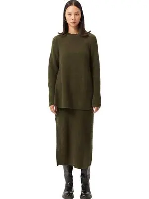 GOBI MONGOLIAN CASHMERE Cashmere Sweater With Side Zippers - Avocado