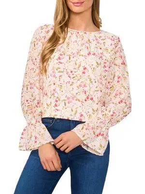 CECE DUPRAZ Floral Georgette Top - New Ivory