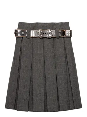 Prada Belted Pleated Skirt - Grey