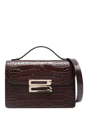 VICTORIA BECKHAM Victoria Beckham Embossed Crocodile Shoulder Bag