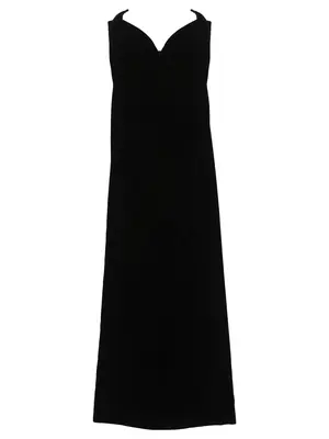 MUGLER Strapless Velvet Maxi Dress - Black