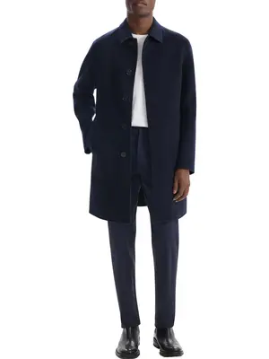 Theory Car Coat In Double-face Wool-cashmere - Baltic