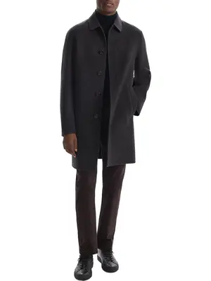 Theory Car Coat In Double-face Wool-cashmere - Hickory Melange