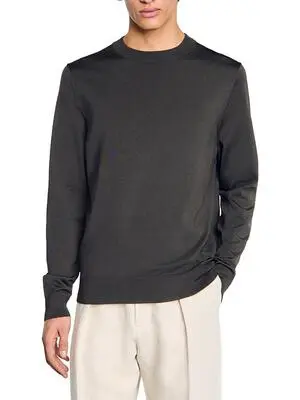 Sandro Fine Knit Sweater Dark Khaki