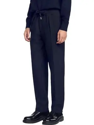 Sandro Straight Leg Drawstring Trousers - Black