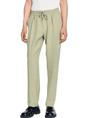 Sandro Straight Leg Drawstring Trousers Light Khaki