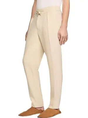 Sandro Straight Leg Drawstring Trousers - Oats