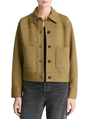 Vince Cropped Patch Pocket Jacket - Dark Olive