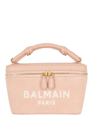 Balmain B-army Vanity Case In Leather - Beige