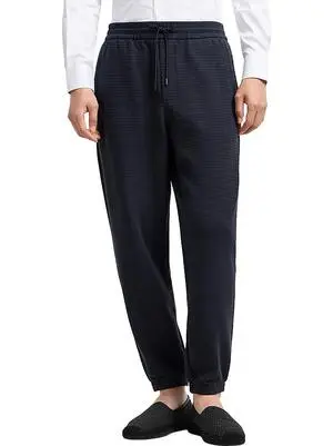 Emporio Armani Jacquard Logo Jogger Pants - Navy Blue